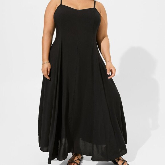 torrid | Dresses | Torrid Goth Boho Black Maxi Challis Trapeze Dress ...